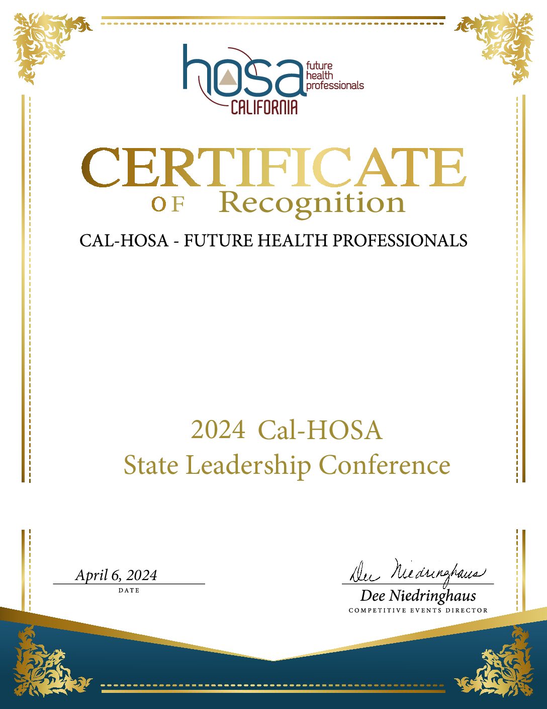 CERTIFICATES – Cal-HOSA